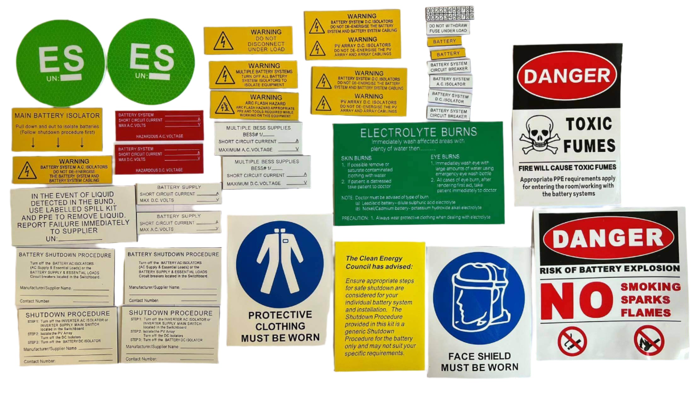 Battery Warning Label Kit (NEW AS/NZS 4777.1:2024 and AS/NZS 5033:2021 ...